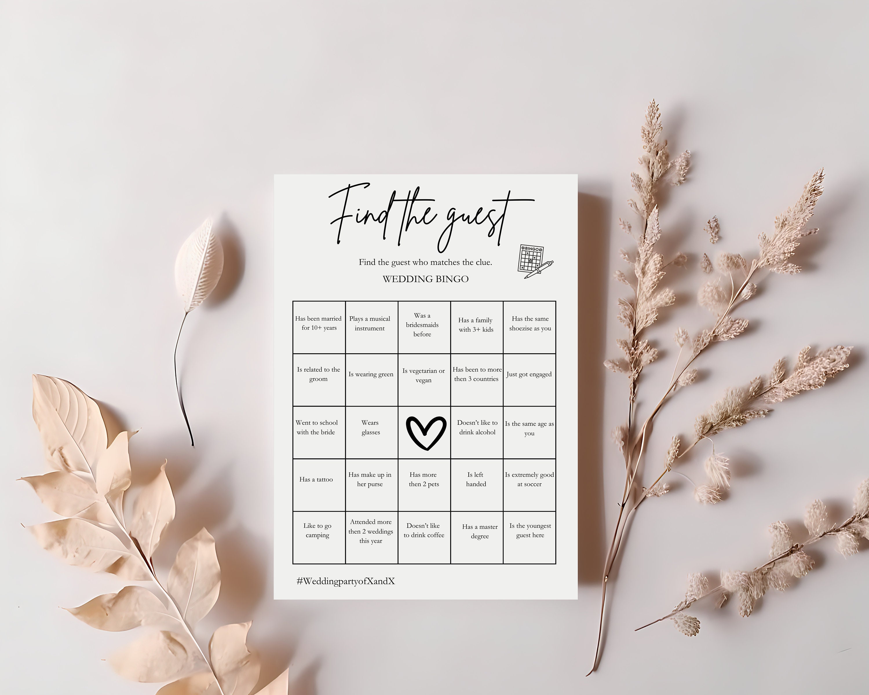 Printable Find the Guest Bingo Card | Modern Shower Game | Bridal ...