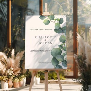 Green Welcome Sign Greenery Eucalyptus Wedding Entrance Signage Welcome ...