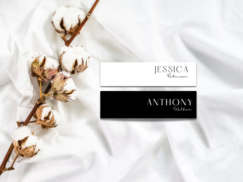 Seating Name Cards Template, Slim Wedding Guest Place Card, Printable ...