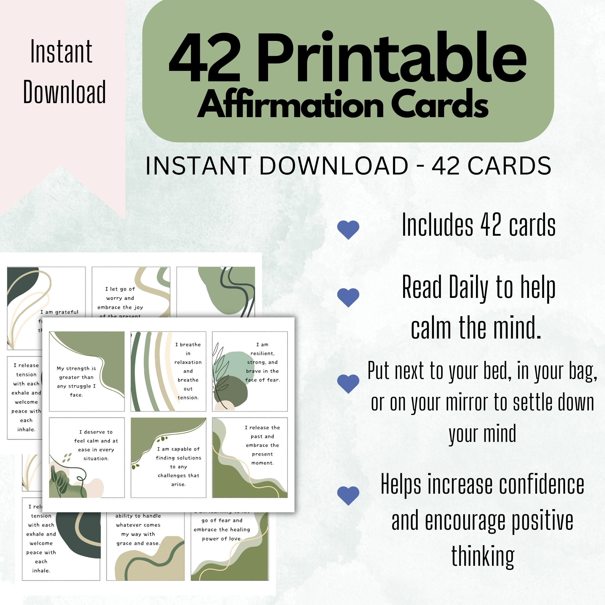 Positive Affirmation Card Deck | Vision Board Printable | Cards for ...