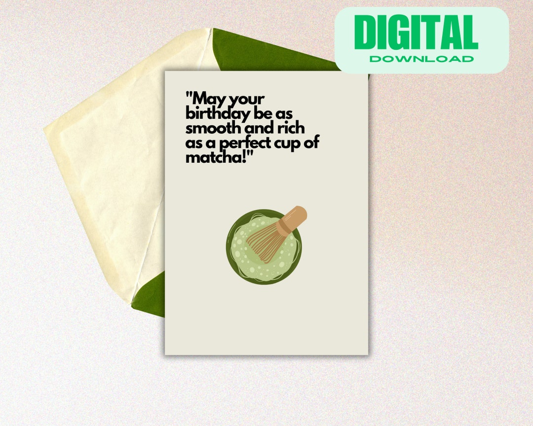 Matcha-themed Digital Birthday Card | Printable | Instant Download - Etsy