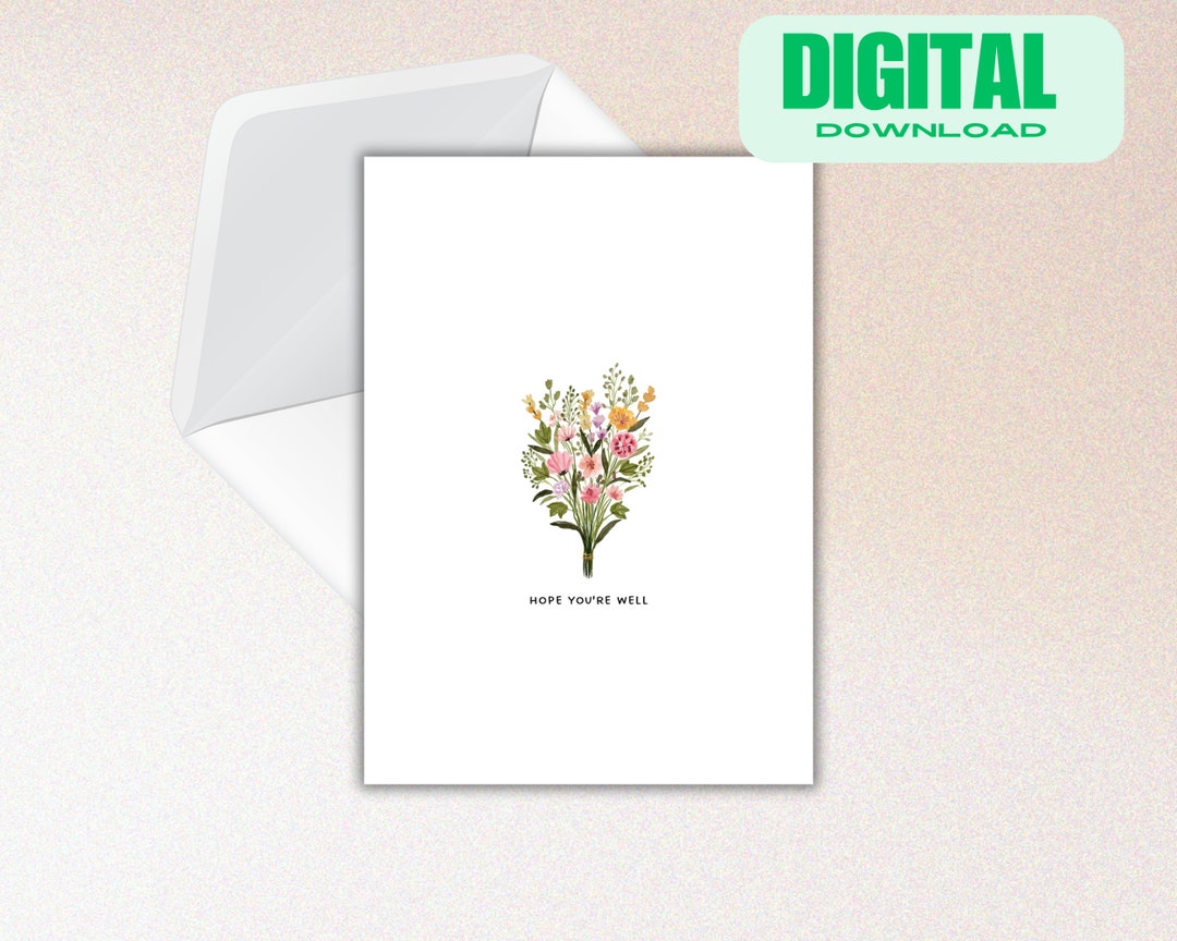 Get Well Floral-themed Card | Printable | Instant Download - Etsy