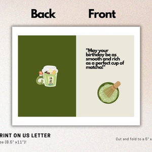 Matcha-themed Digital Birthday Card | Printable | Instant Download - Etsy