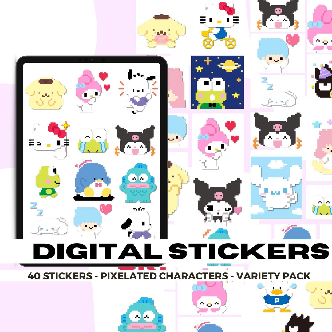 40 Cute Pixelated Characters Digital Stickers Goodnotes Planner ...