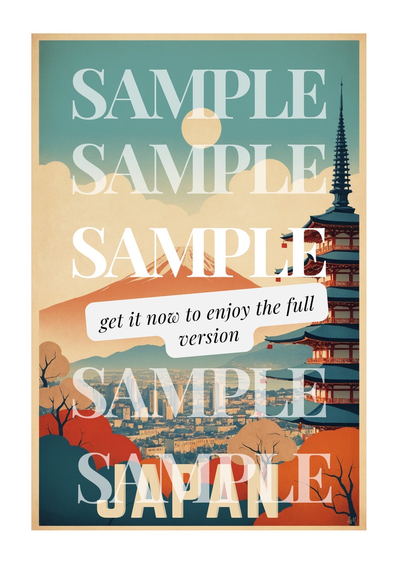 Japan Travel Poster Digital File Retro Vintage Japan Wall Art Print ...