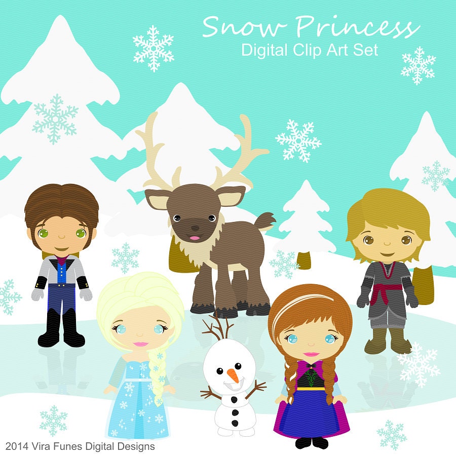 Snow Princess Digital Clipart, Clip Art Collection - Etsy