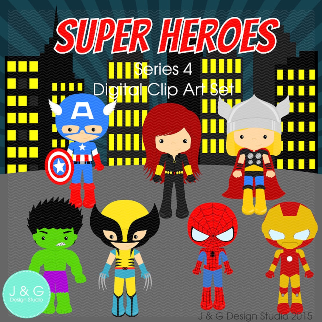 Super Heroes Clipart Series 4 Digital Clipart, Clip Art Collection - Etsy