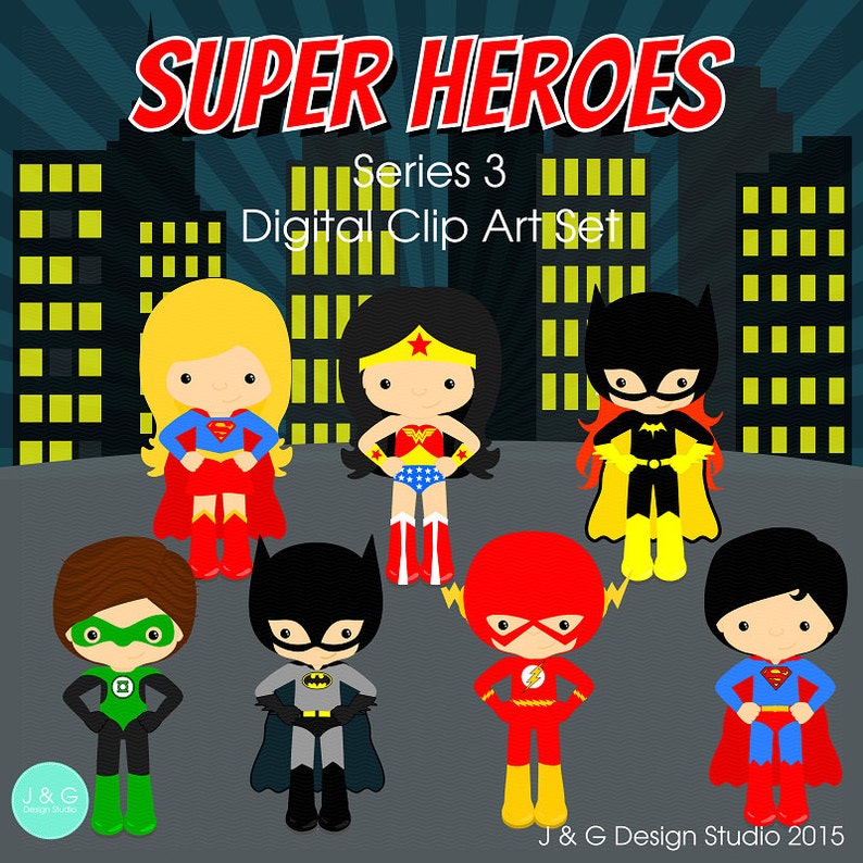 Super Heroes Clipart Series 3 Digital Clipart, Clip Art Collection - Etsy