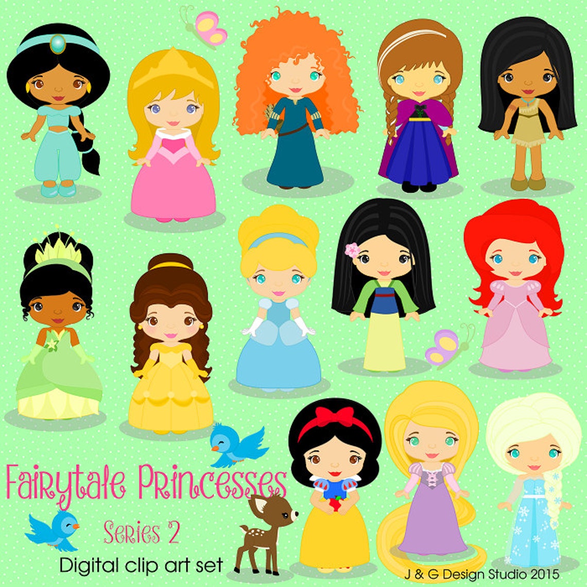 Fairy Tale Princess Series 2, Princesses Digital Clipart, Clip Art ...