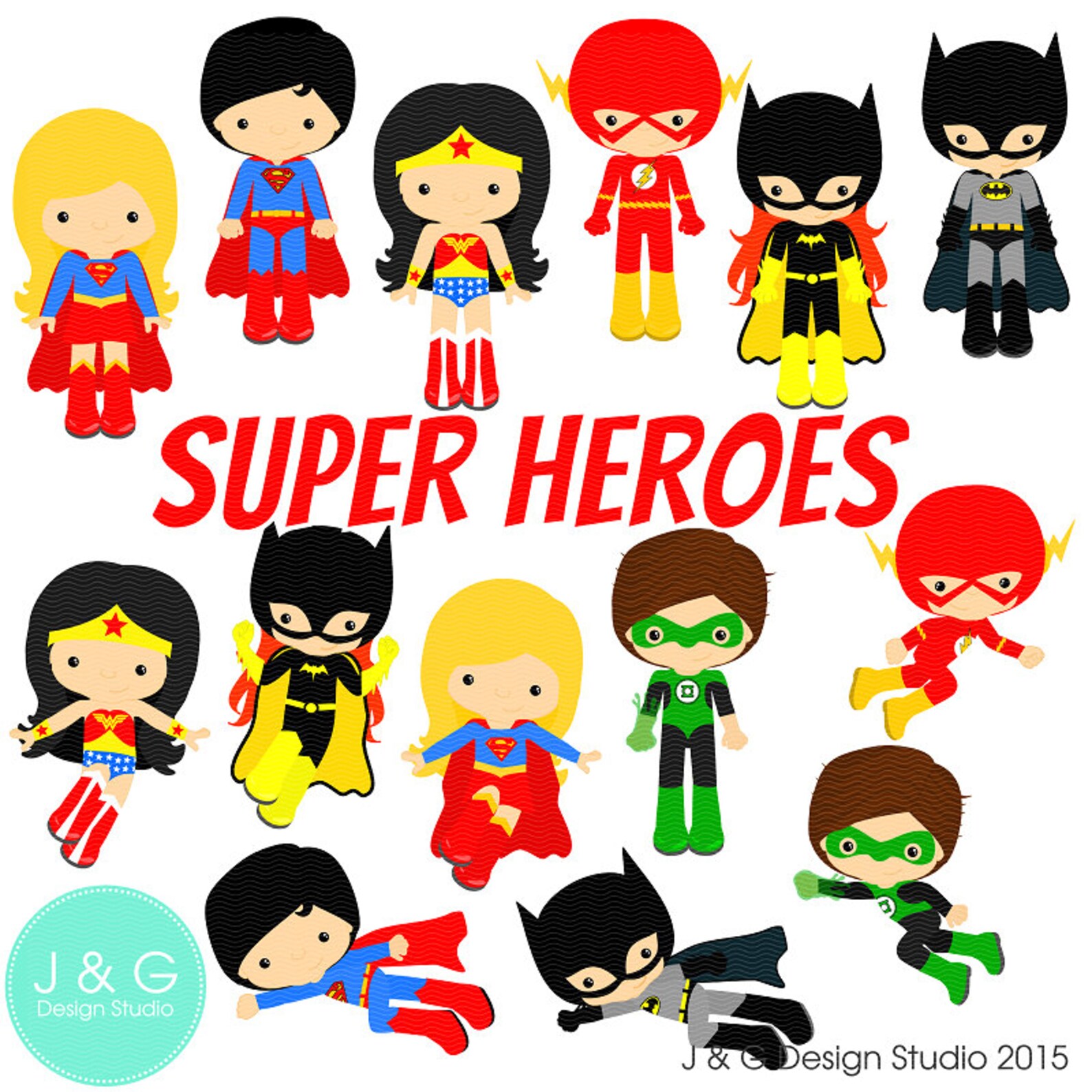Super Heroes Clipart Series 3 Digital Clipart, Clip Art Collection - Etsy