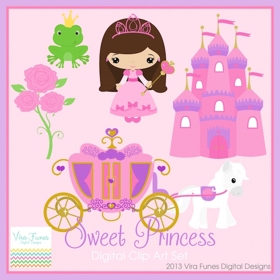 Items similar to Pretty Pink Princess clip art Clipart Collection ...
