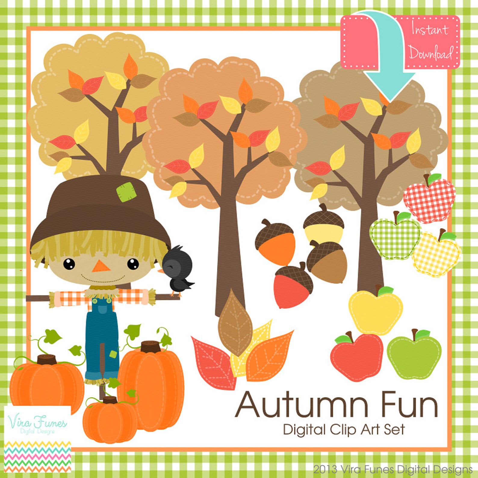Autumn Fun Digital Clip Art Clipart Collection- Personal and Small ...