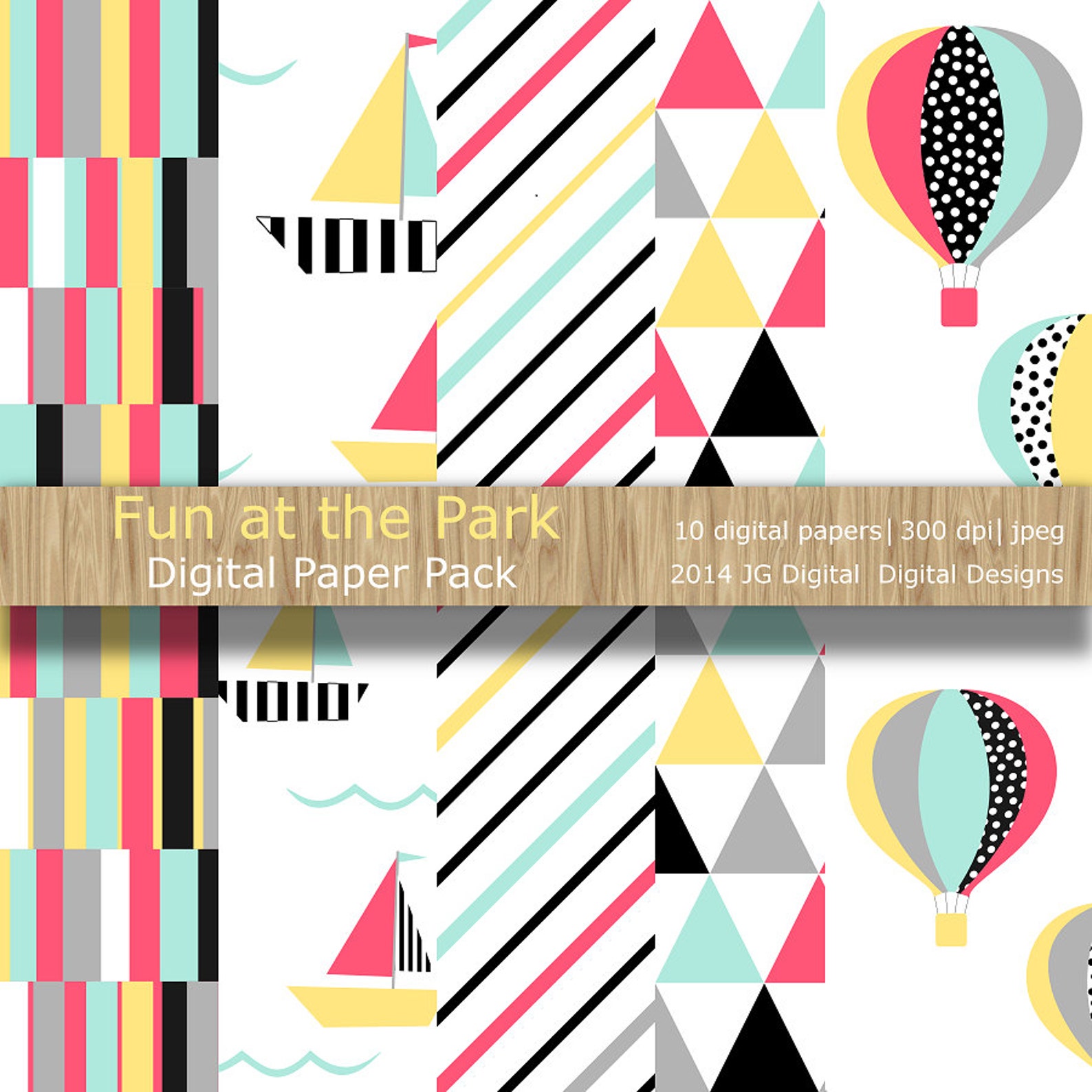 Fun at the Park Digital Paper Pack Collection (3003) - Etsy