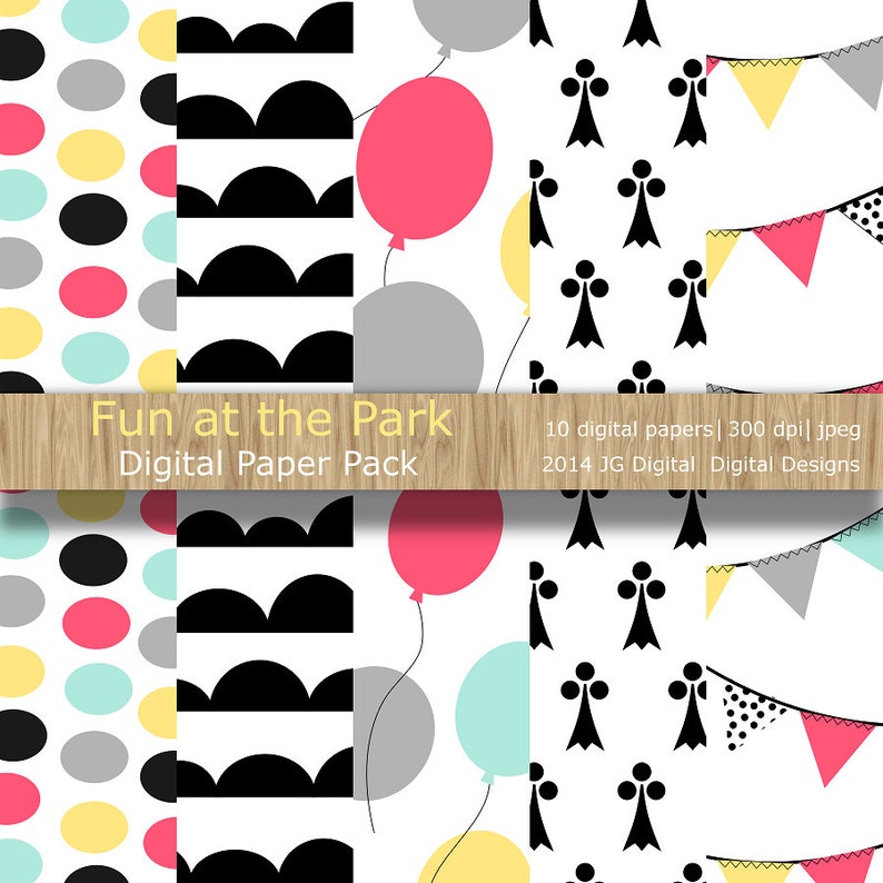 Fun at the Park Digital Paper Pack Collection (3003) - Etsy