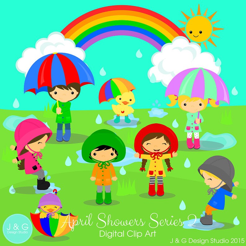 April Shower Friends Series 2 Digital Clipart, Clip Art Collection - Etsy