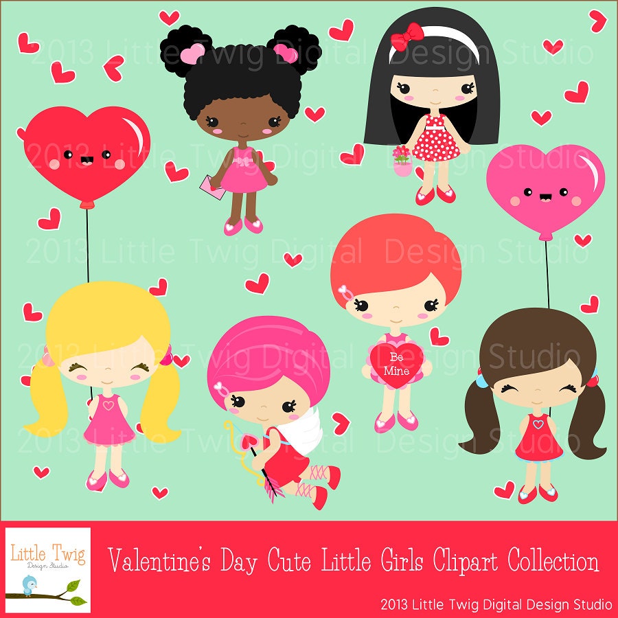 Valentine's Day Kids, Children Digital Clipart, Clip Art Collection ...