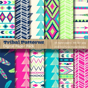Tribal Patterns Brights Digital Paper Pack Collection (3001)- Personal ...