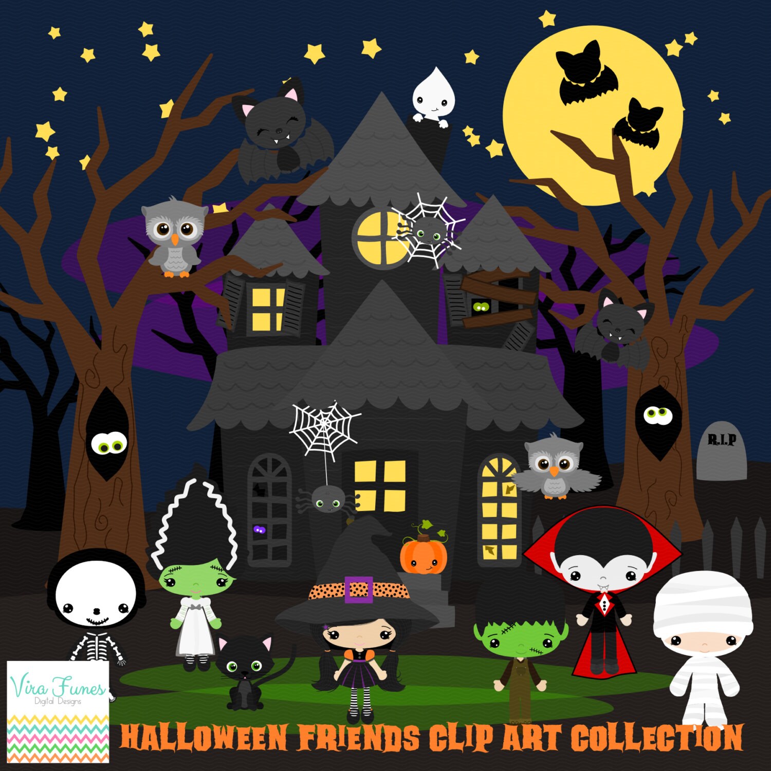 Halloween Friends Digital Clip Art Clipart Collection- Personal and ...