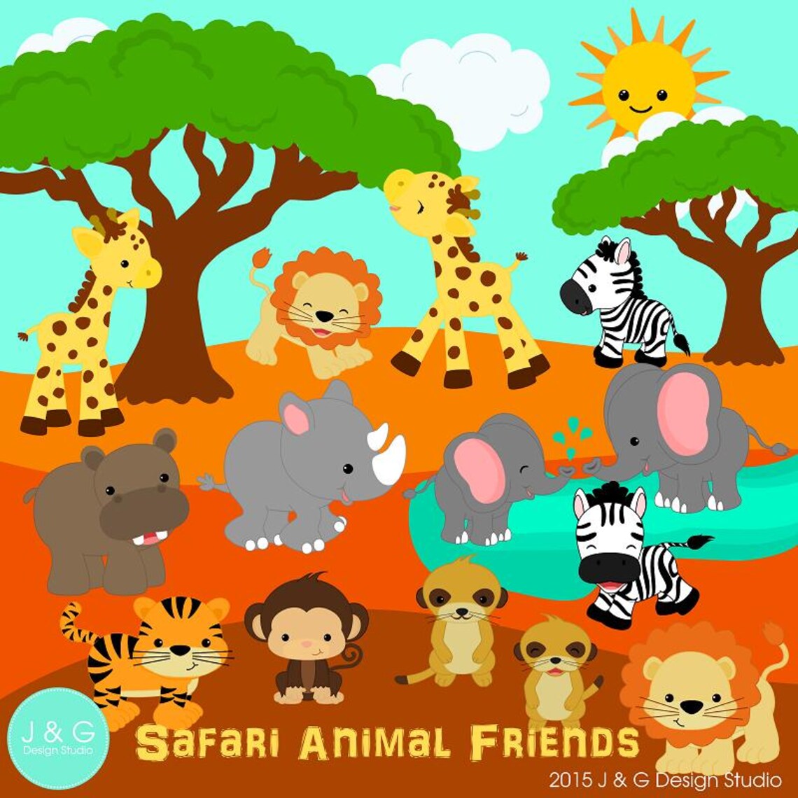 Safari Animal Friends Digital Clip Art Set - Etsy