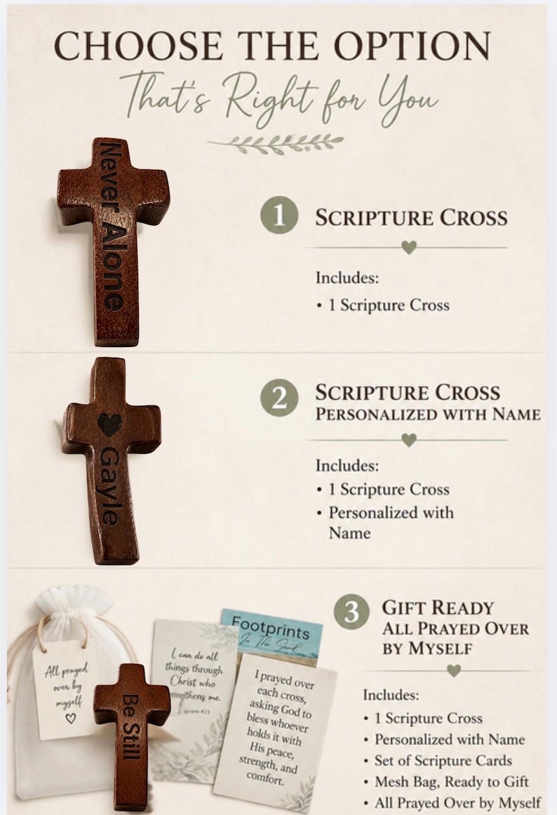 Personalized Scripture Cross, Pocket Prayer Cross, Christian Comfort ...