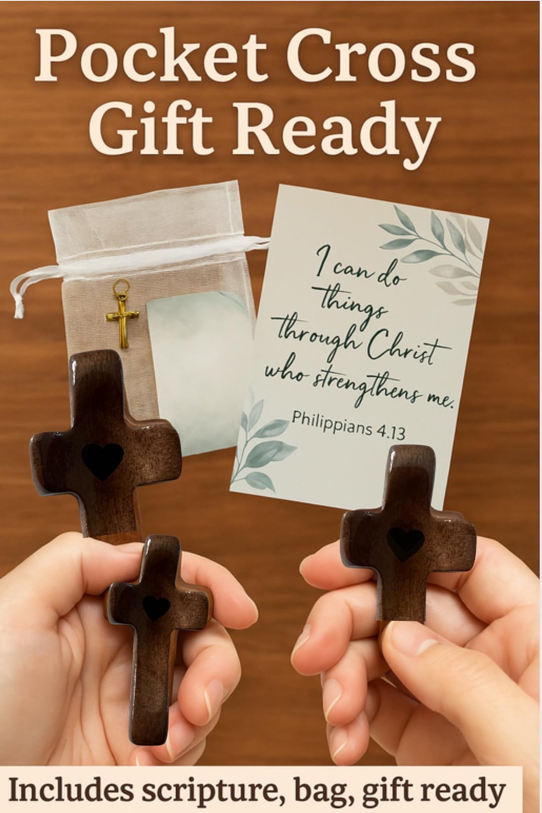 Personalized Praying Pocket Cross Wooden Handheld Cross for Stress ...