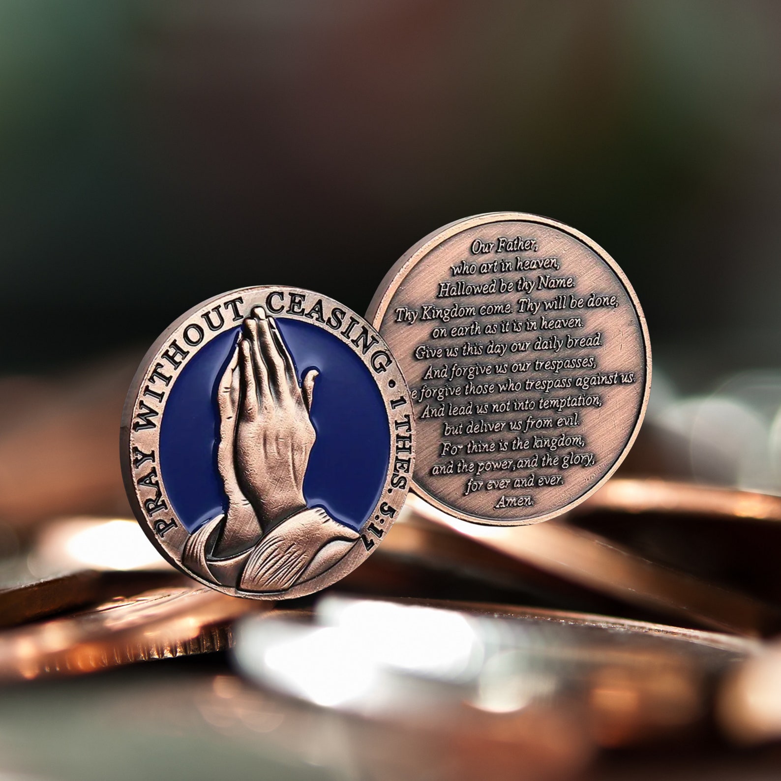 Lord's Prayer Coin With Praying Hands Christian Keepsake Token ...
