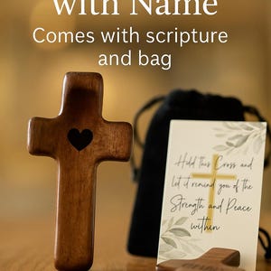 Personalized Worry Stone Cross | Engraved Wooden Comfort Gift for ...