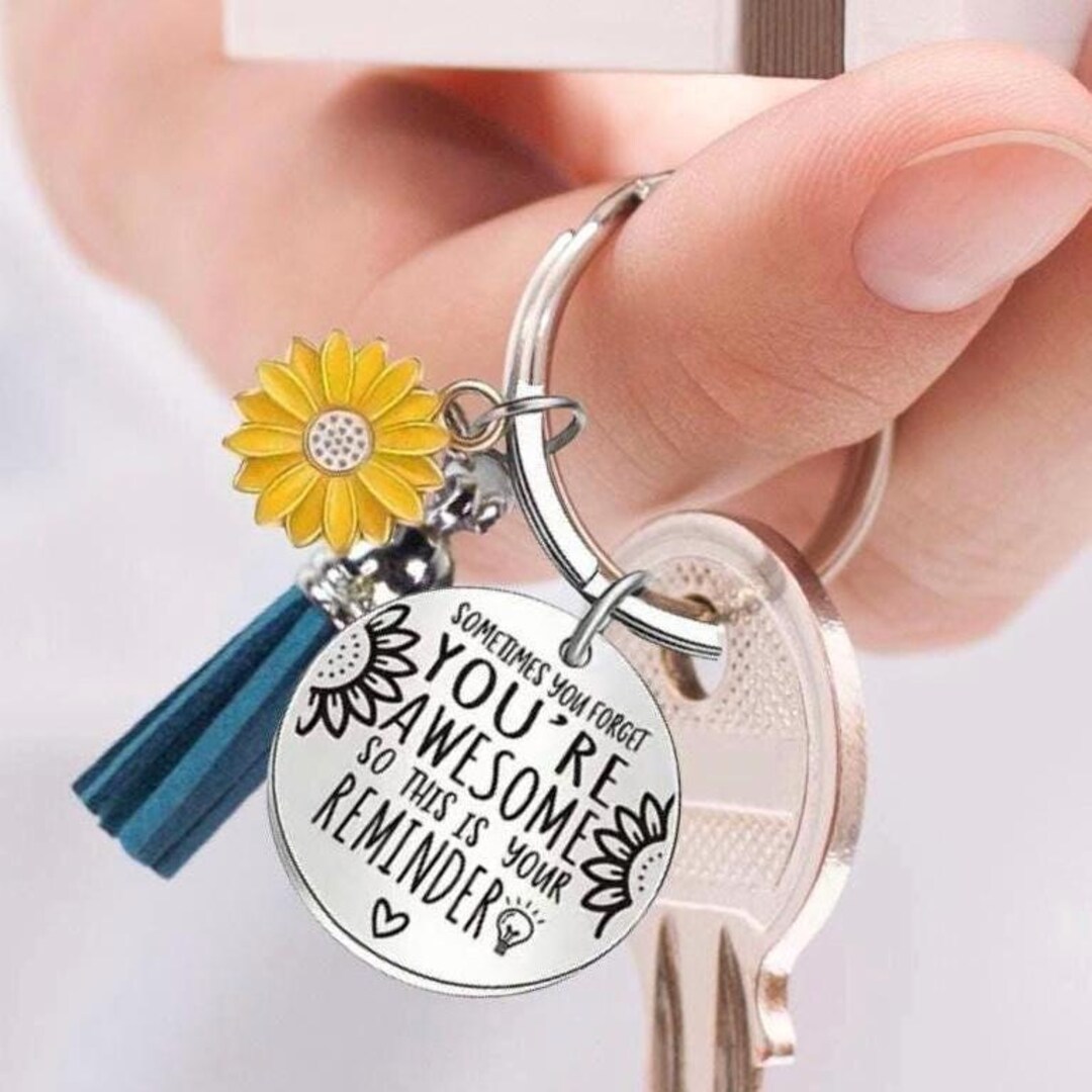 Sunflower Tassel Keychain Reminder, Encouragement Gift for Women ...