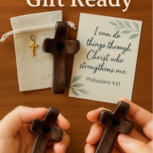 Handheld Wooden Cross Religious Gift for Stress Relief Christian Pocket ...