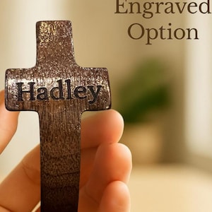 Personalized Worry Stone Cross | Engraved Wooden Comfort Gift for ...