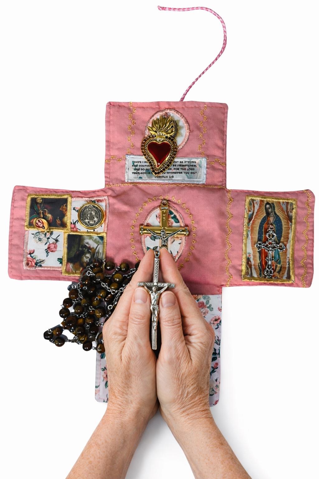 Handmade Christian Travel Altar • Sacred Heart Devotional Prayer Kit ...