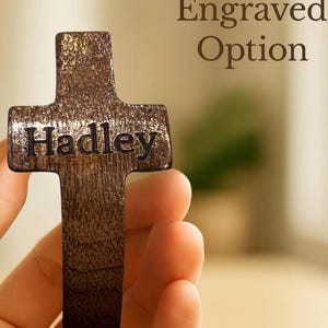 Wooden Pocket Cross Prayer Card Gift - Small Handmade Comfort Cross ...