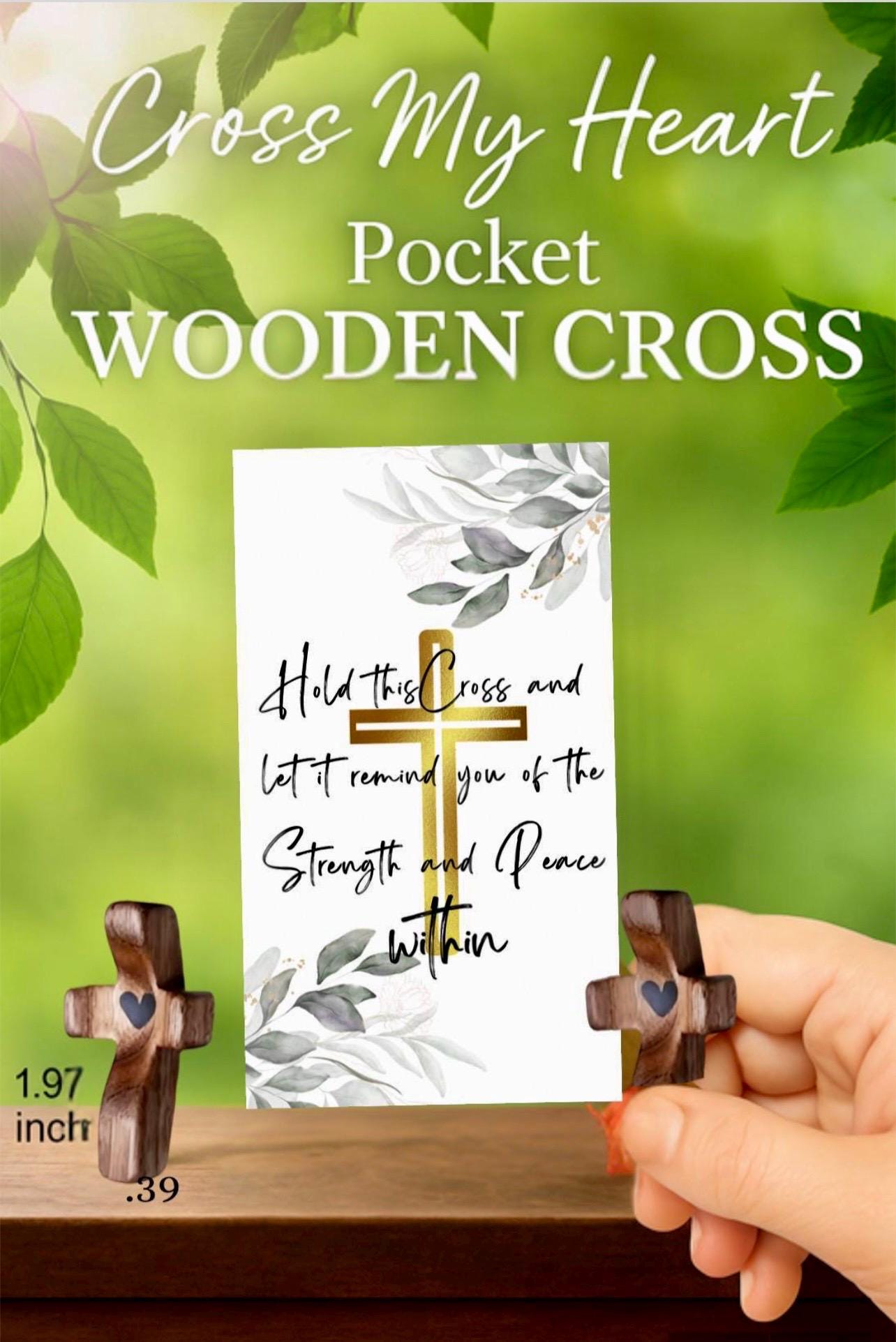 Bulk Wooden Pocket Cross With Card Handheld Cross for Strength, Prayer ...