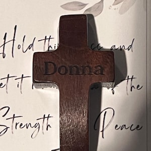 Engraved Wooden Worry Cross Pocket Cross | Personalized Comfort Cross ...