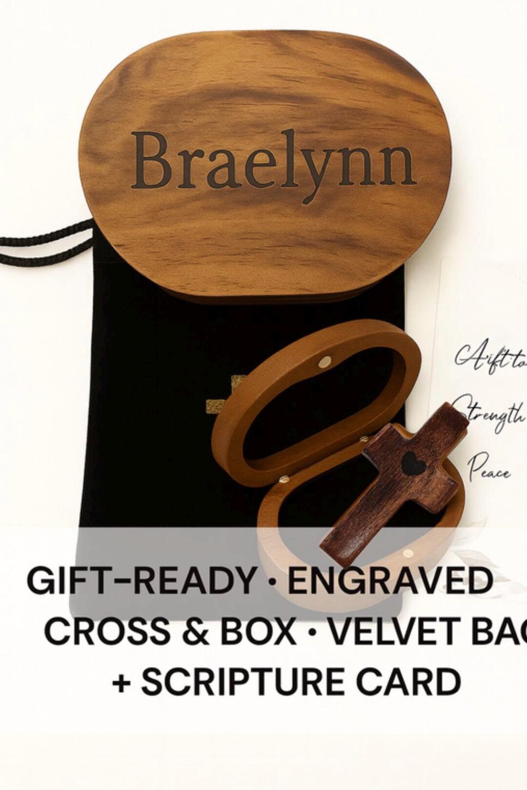 Engraved Wooden Cross Keepsake Box Set • Personalized Prayer Cross Gift ...