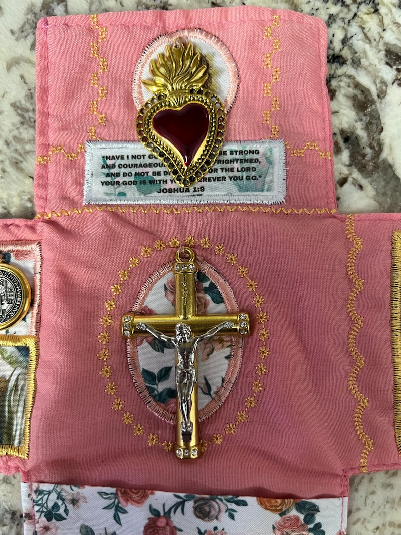 Handmade Christian Travel Altar • Sacred Heart Devotional Prayer Kit ...