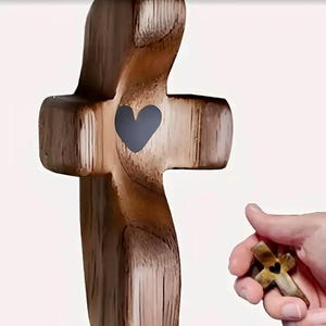 Handmade Cross My Heart Wooden Cross Pocket Cross Tiny Intericate Wood ...