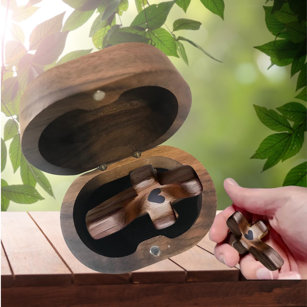 Cross in a Wooden Rosary Box Handmade Pocket Cross Small Comfort Cross ...