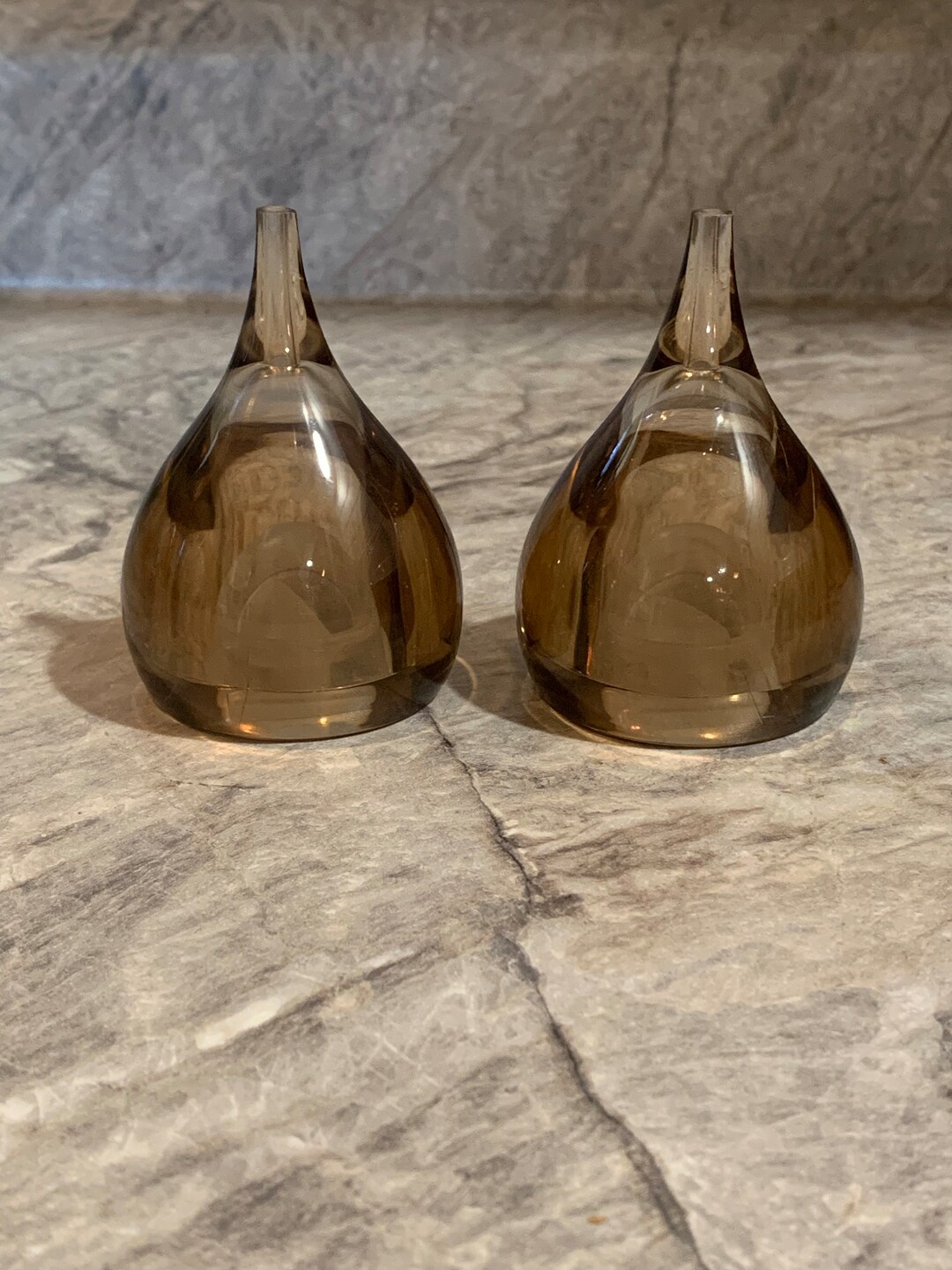 MCM Lucite Tear Drop Salt and Pepper Shakers Set Smokey Amber - Etsy