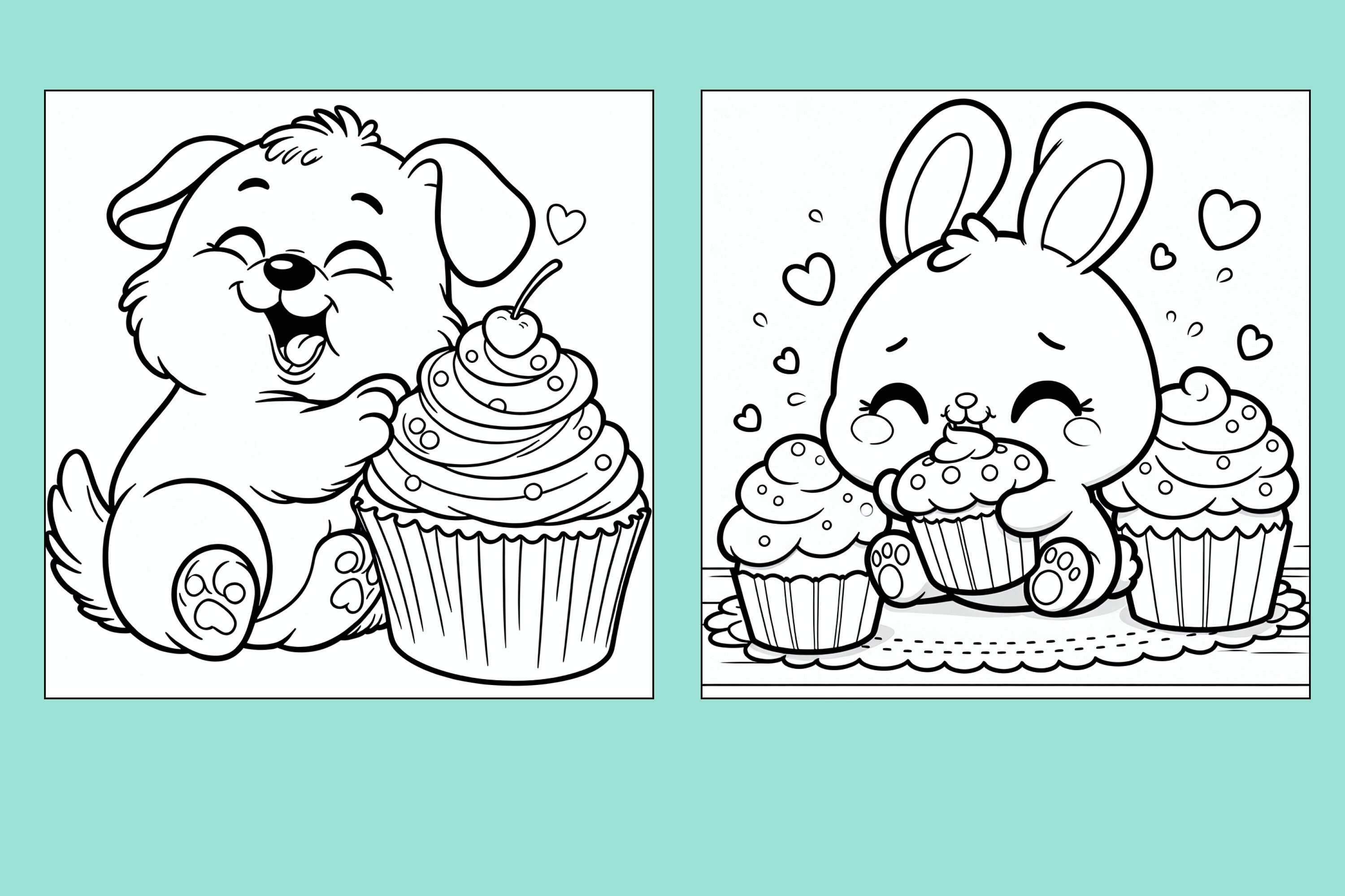 Baby Animals Eating Cupcakes: Animal Characters Coloring Book - Etsy