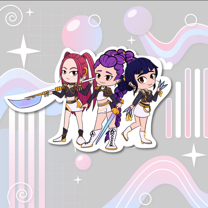 Huntrix Girls Sticker Set - K-pop Demon Hunters - Etsy