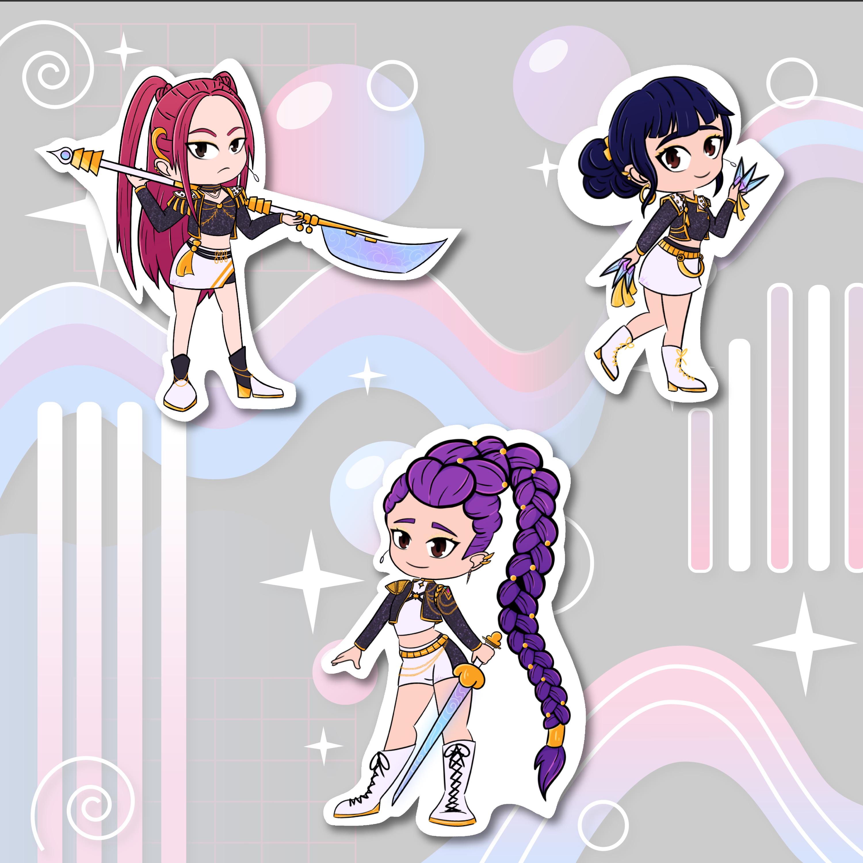 Huntrix Girls Sticker Set - K-pop Demon Hunters - Etsy