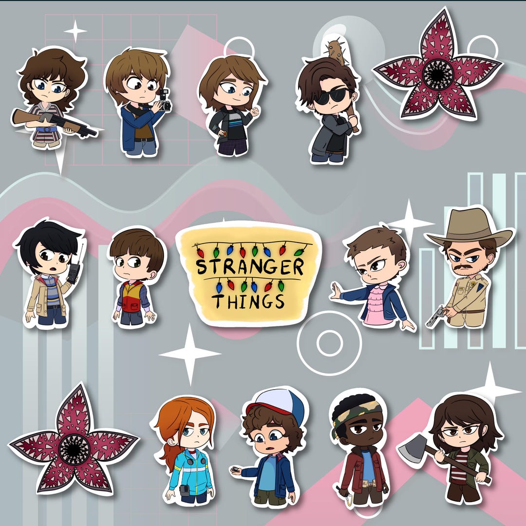 Stranger Things Chibi Sticker Set | Hawkins Crew Fan Art Stickers - Etsy