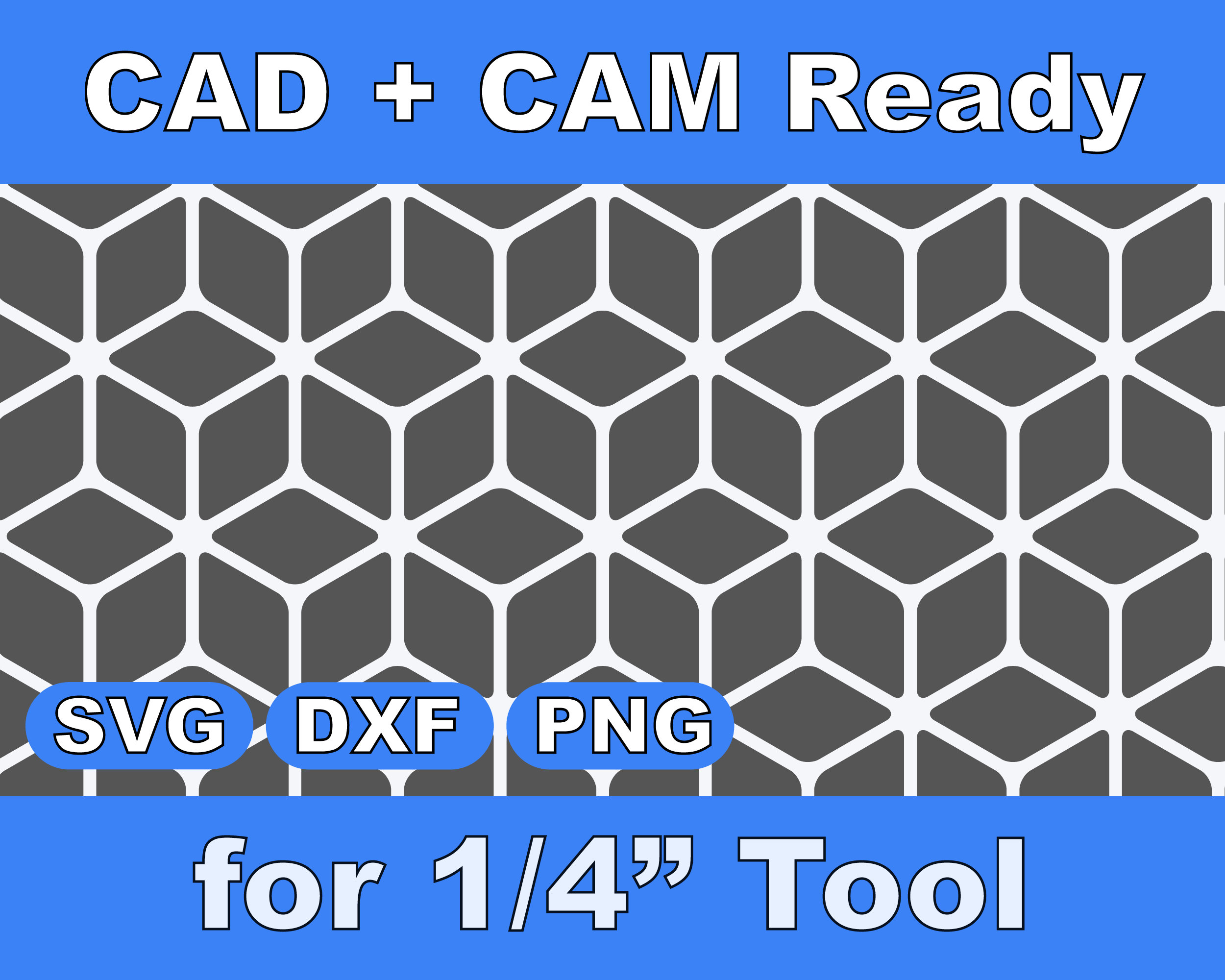 Hexagonal Rhomboid Grid Pattern for 2D + 3D Design for 1/4 Inch Tool ...