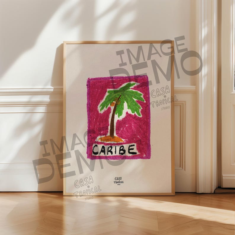 RETRO Caribe Typography Poster, Vintage Illustration Art, Eclectic Home ...