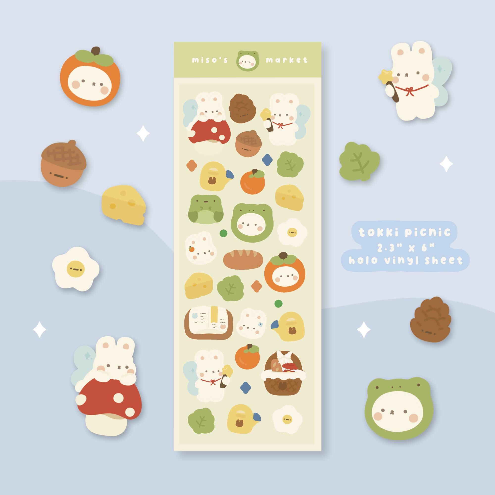Tokki Picnic | Holographic Deco Sticker Sheet | Journaling, Planner ...