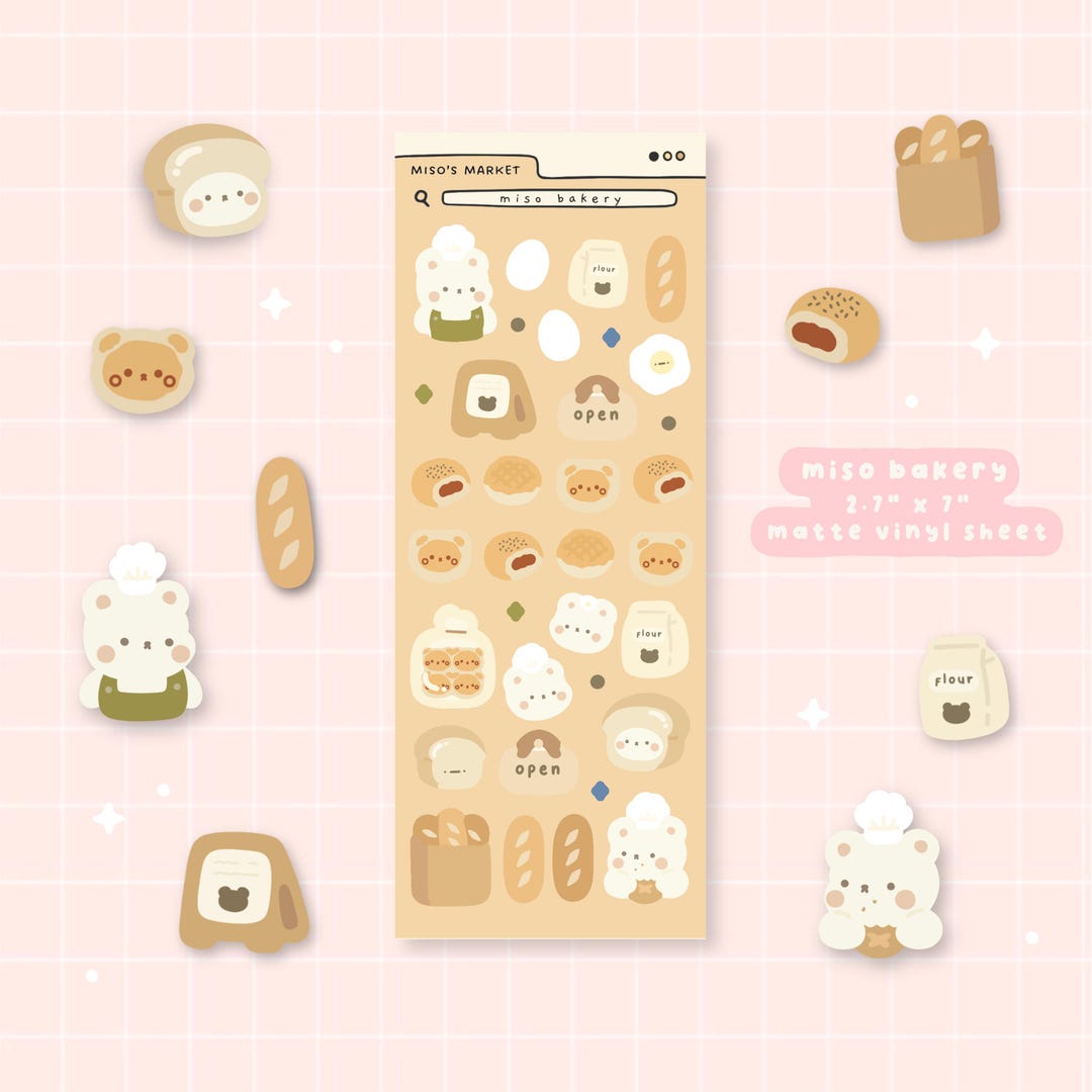 Miso Bakery | Matte Deco Sticker Sheet | Journaling, Planner, Toploader ...
