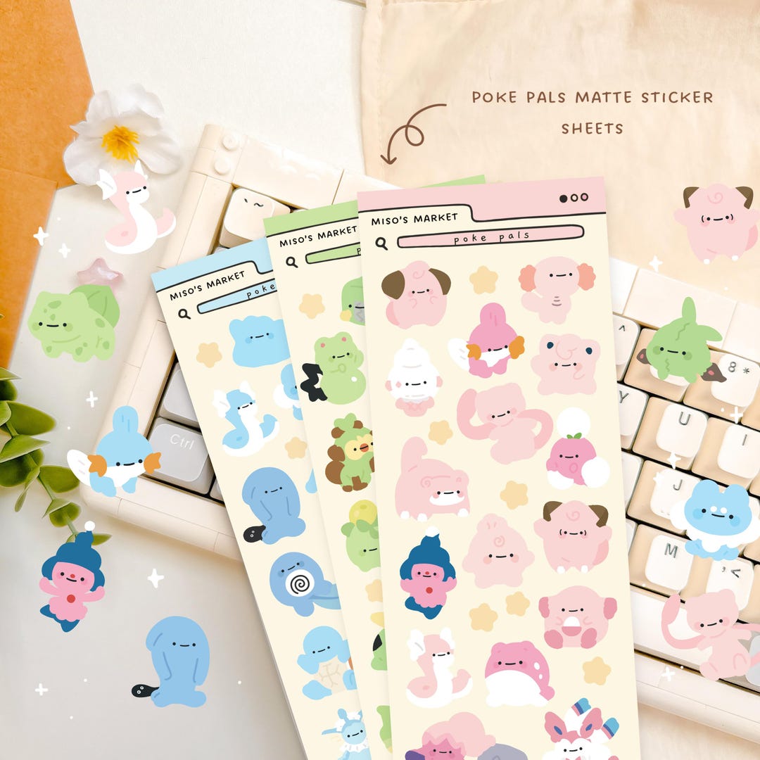 Poke Pals | Matte Deco Sticker Sheet | Journaling, Planner, Toploader ...