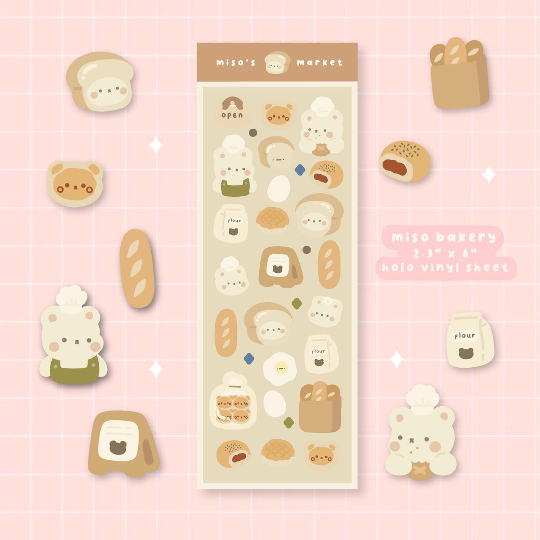 Miso Bakery | Holographic Deco Sticker Sheet | Journaling, Planner ...