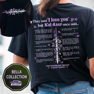 Kai Azer I Love You in Powerless T-shirt Unisex Bookish Fan Gift - Etsy
